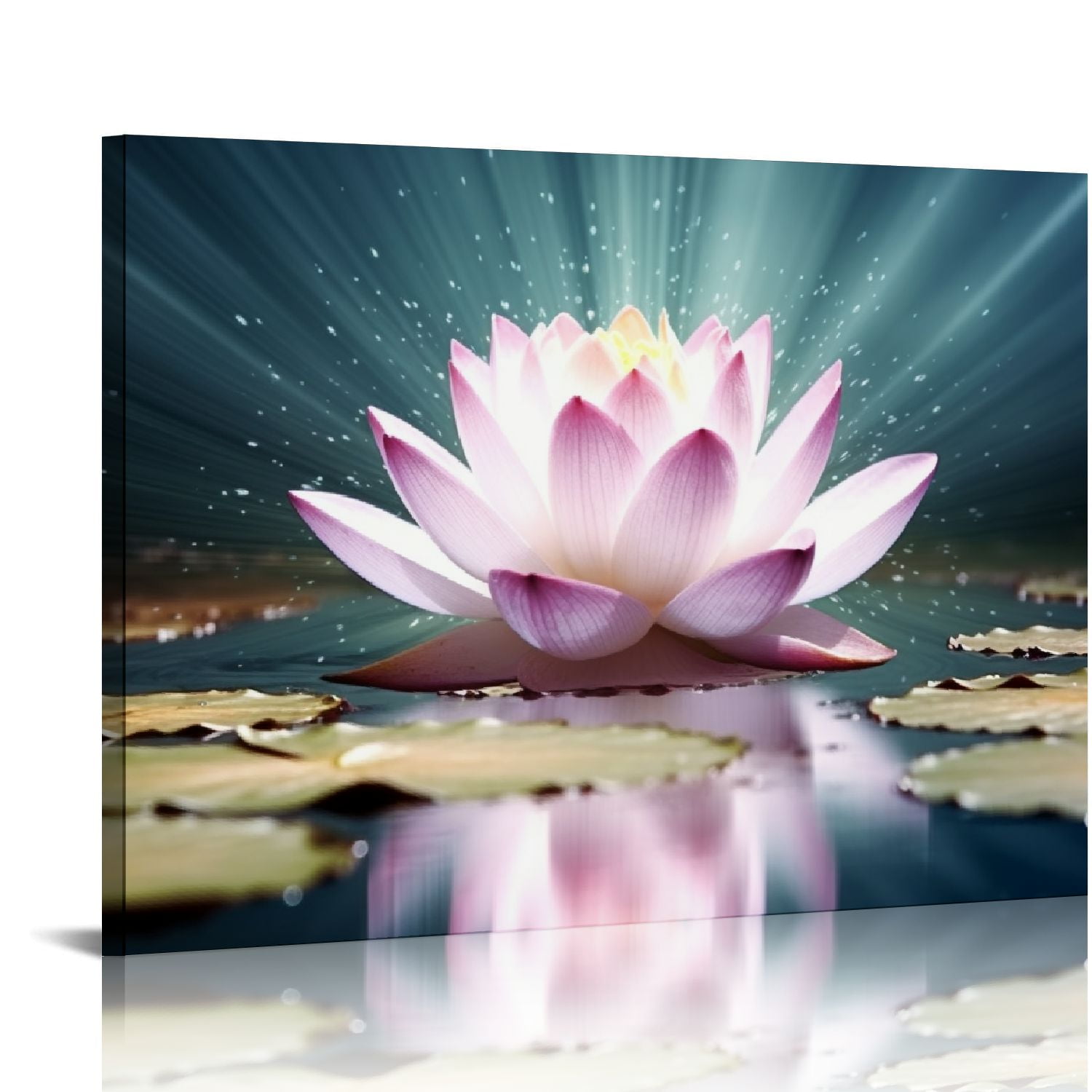 EastSmooth Zen Canvas Wall Art Pink Lotus Flower Bloom in Water Picture ...