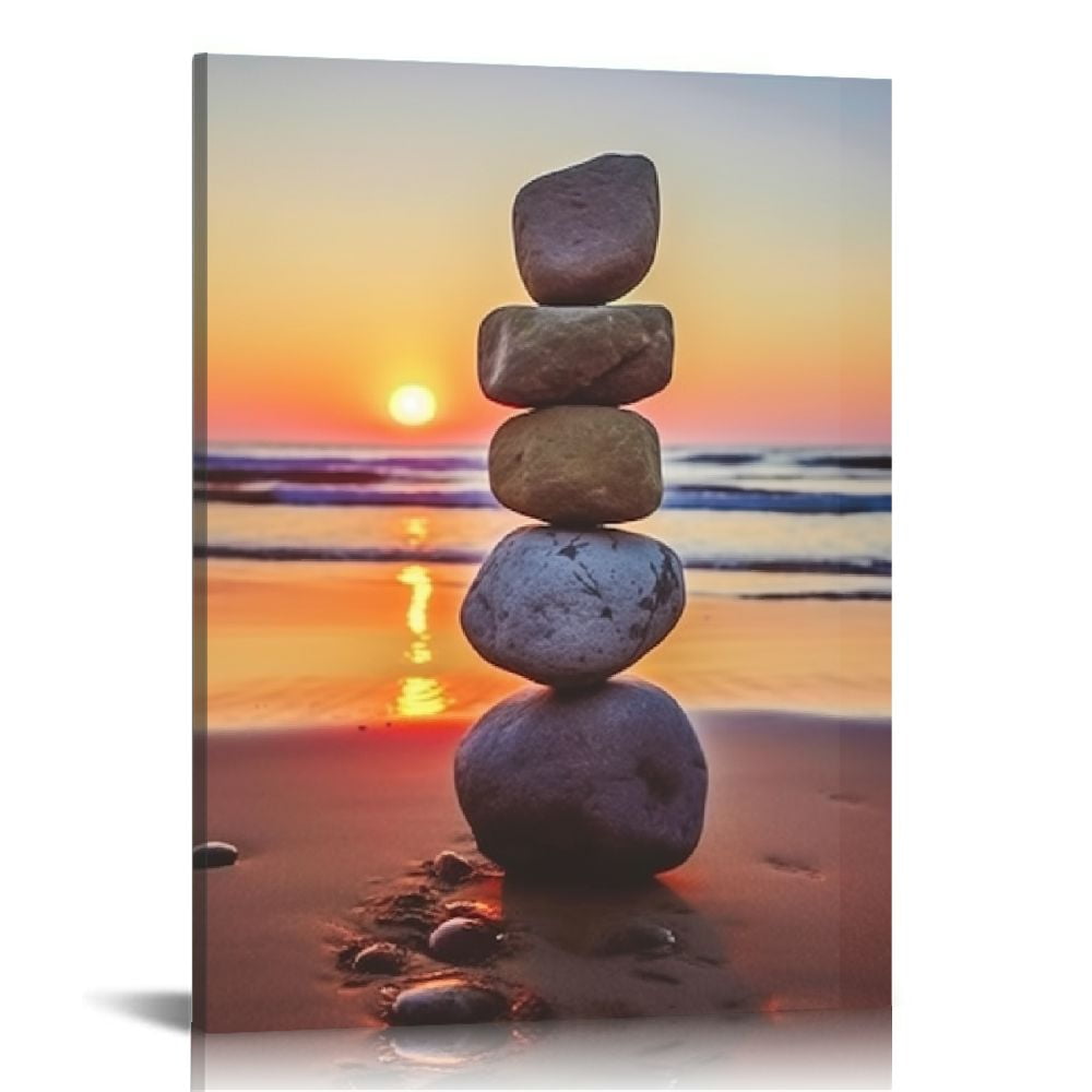 EastSmooth Zen Stone Wall Decor Sunset Pictures Wall Art Life Spiritual ...