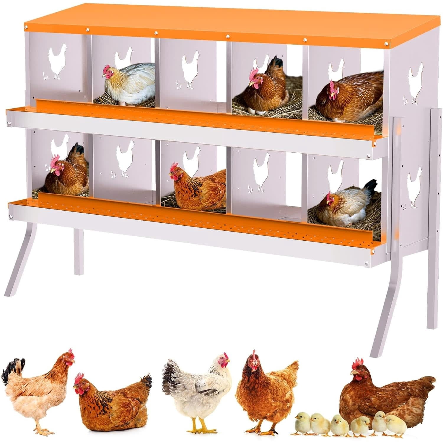EastVita 10 Holes with legs Chicken Nest Box Chicken Nesting Boxes for ...