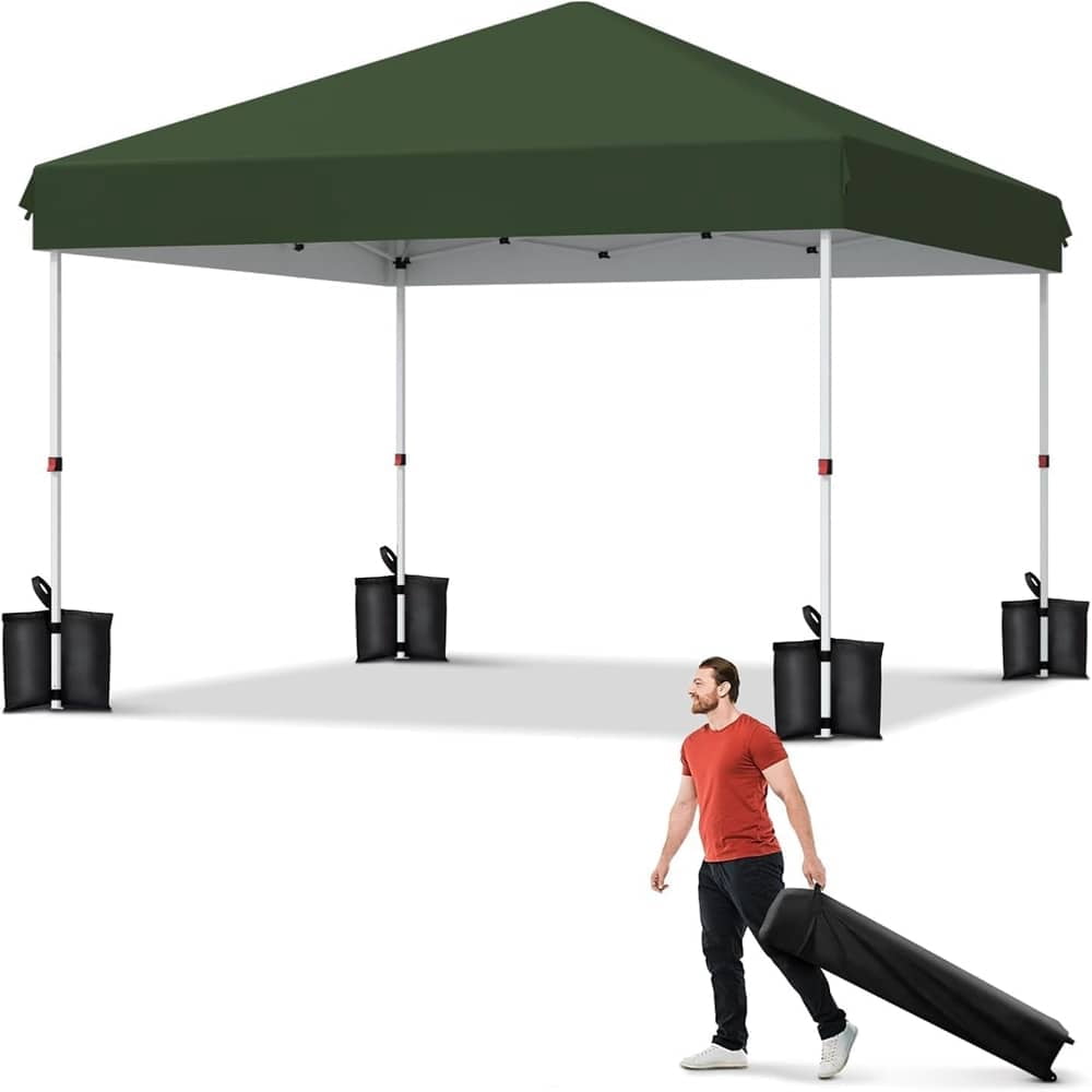 EastVita 10x10 Pop Up Canopy Tent Portable Rolling Bag 4 Weight Bags 3 ...