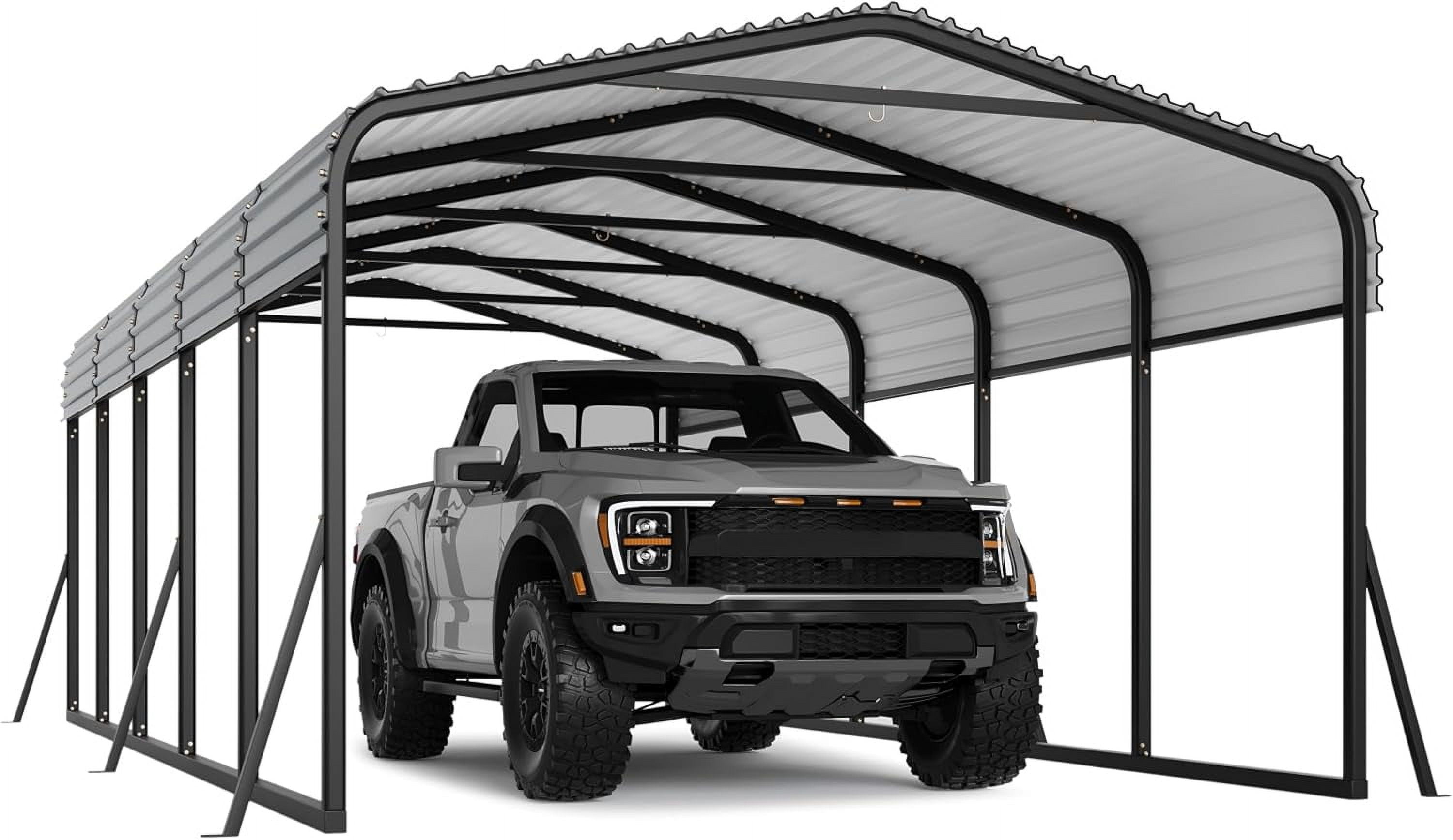 EastVita 12 x 24 FT Metal Carport with Galvanized Steel Roof,Heavy Duty ...