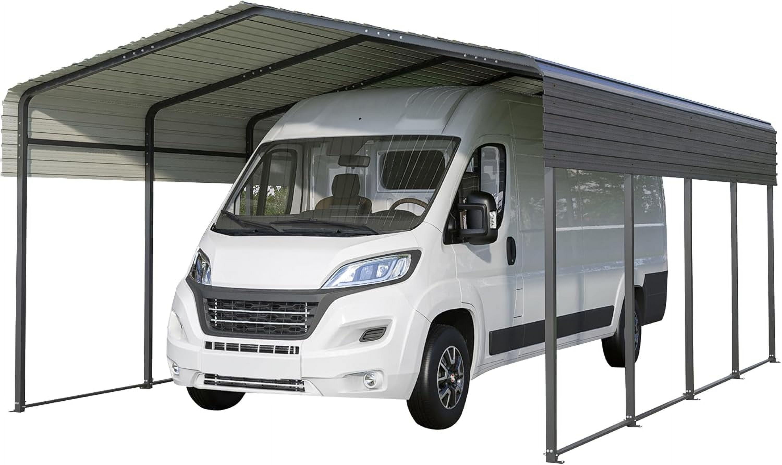EastVita 15/20FT Metal Carport With Heavy Duty Galvanized Steel Roof ...