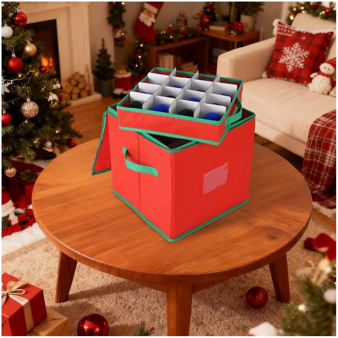 EastVita 2 Pack Christmas Ornament Storage Box with 128 Compartments ...