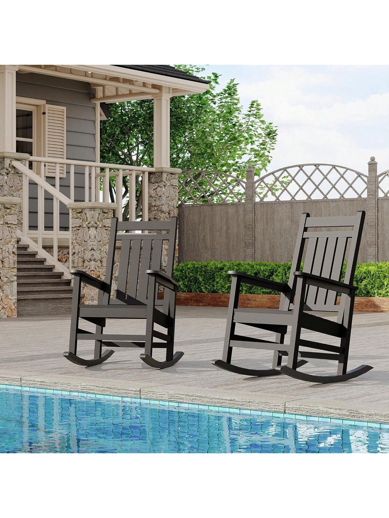 EastVita 2 Pack Home Garden HDPE Oversized Rocking Chairs For Outside ...