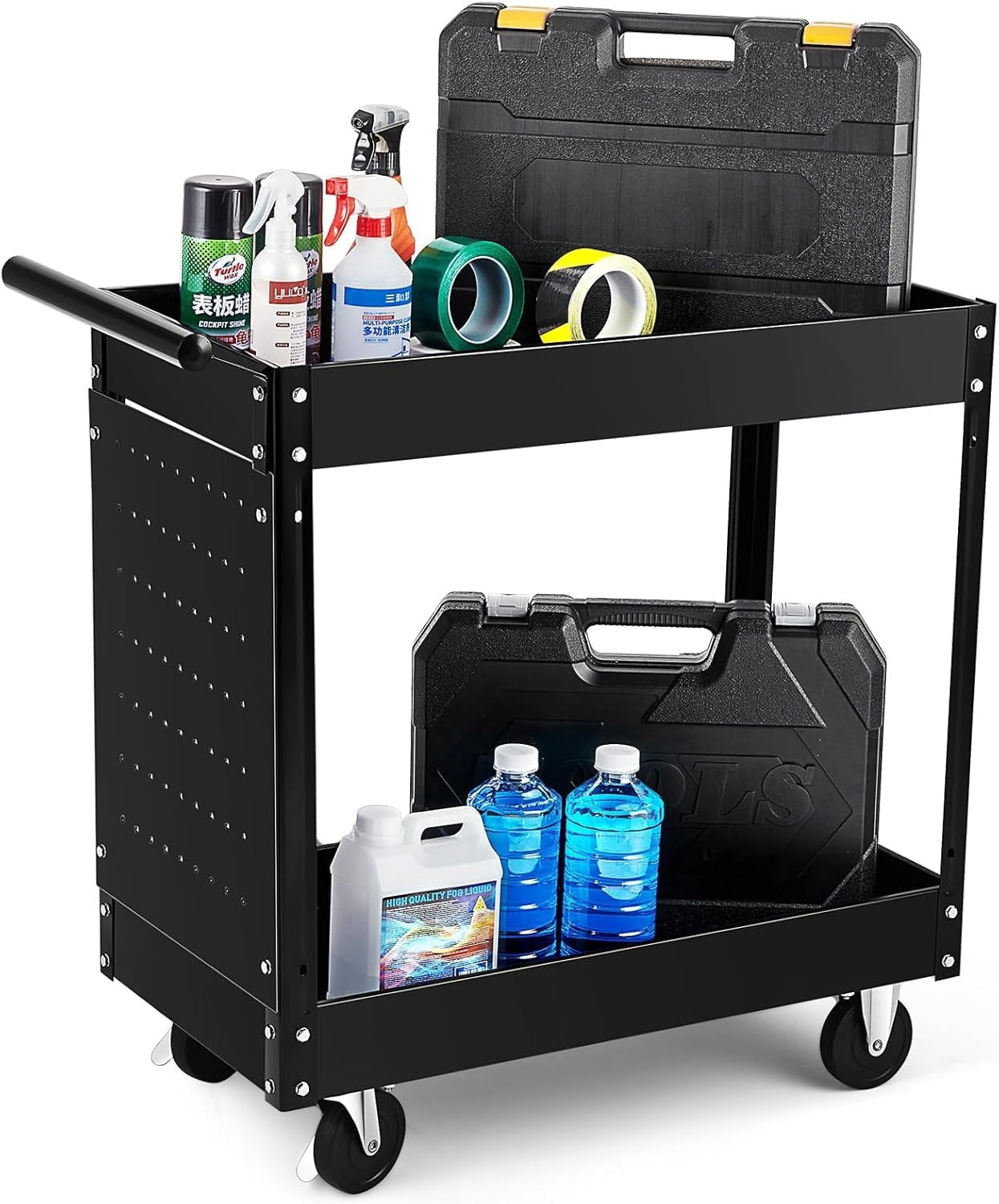 EastVita 2-Tier Rolling Metal Tool Cart, Heavy Duty 330 lbs Capacity ...