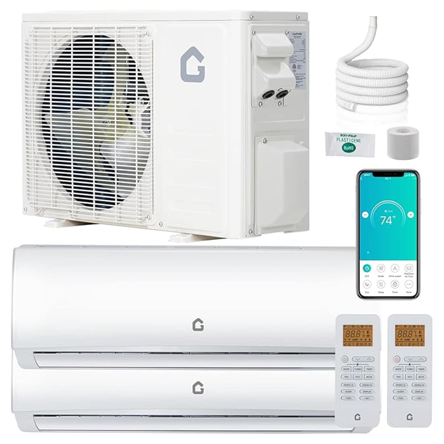 EastVita 20000 BTU Dual Zone WIFI Mini Split AC Heating System 12K-12K ...