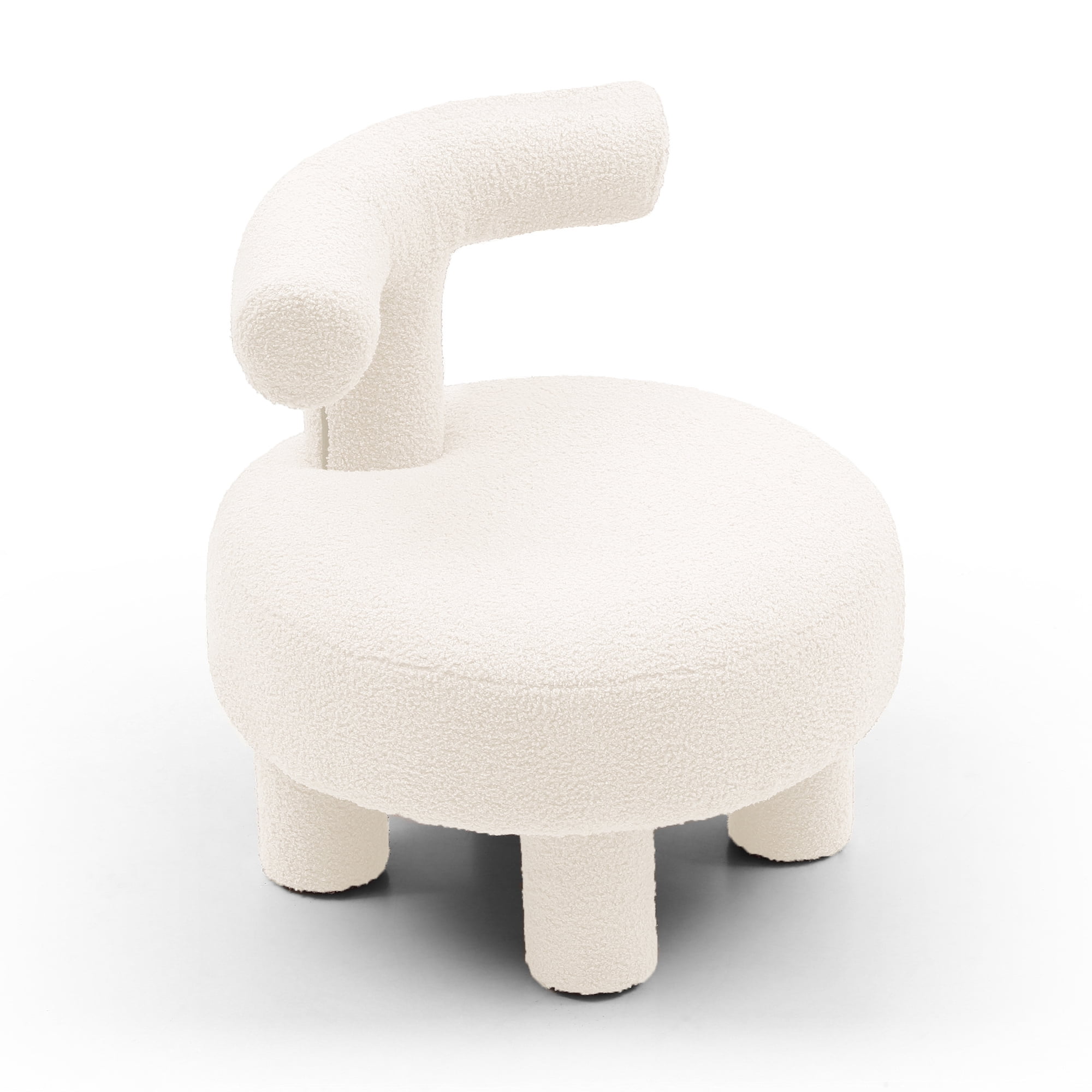 EastVita 24.4" Width Modern Sherpa Chair Upholstered Pouf Ottoman Fuzzy ...
