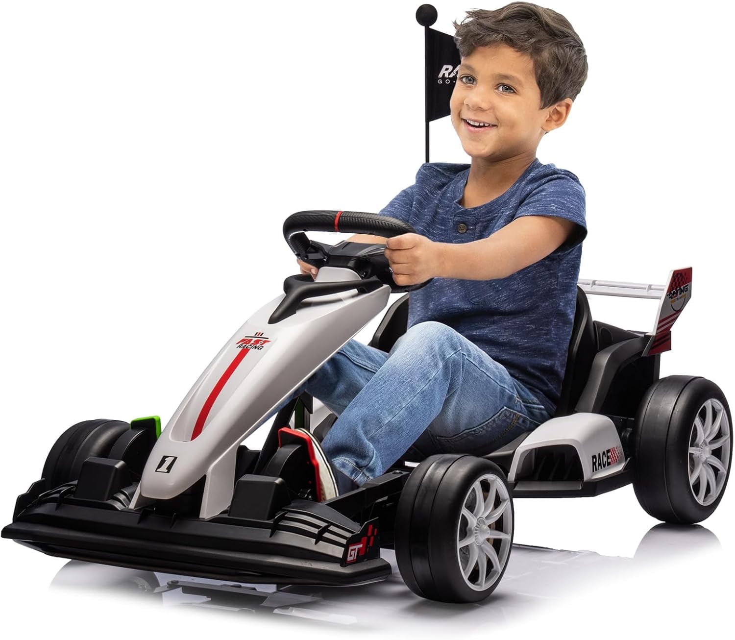 EastVita 24V Electric Drift Kart for Kids Ages 6-12, Adjustable Seat ...