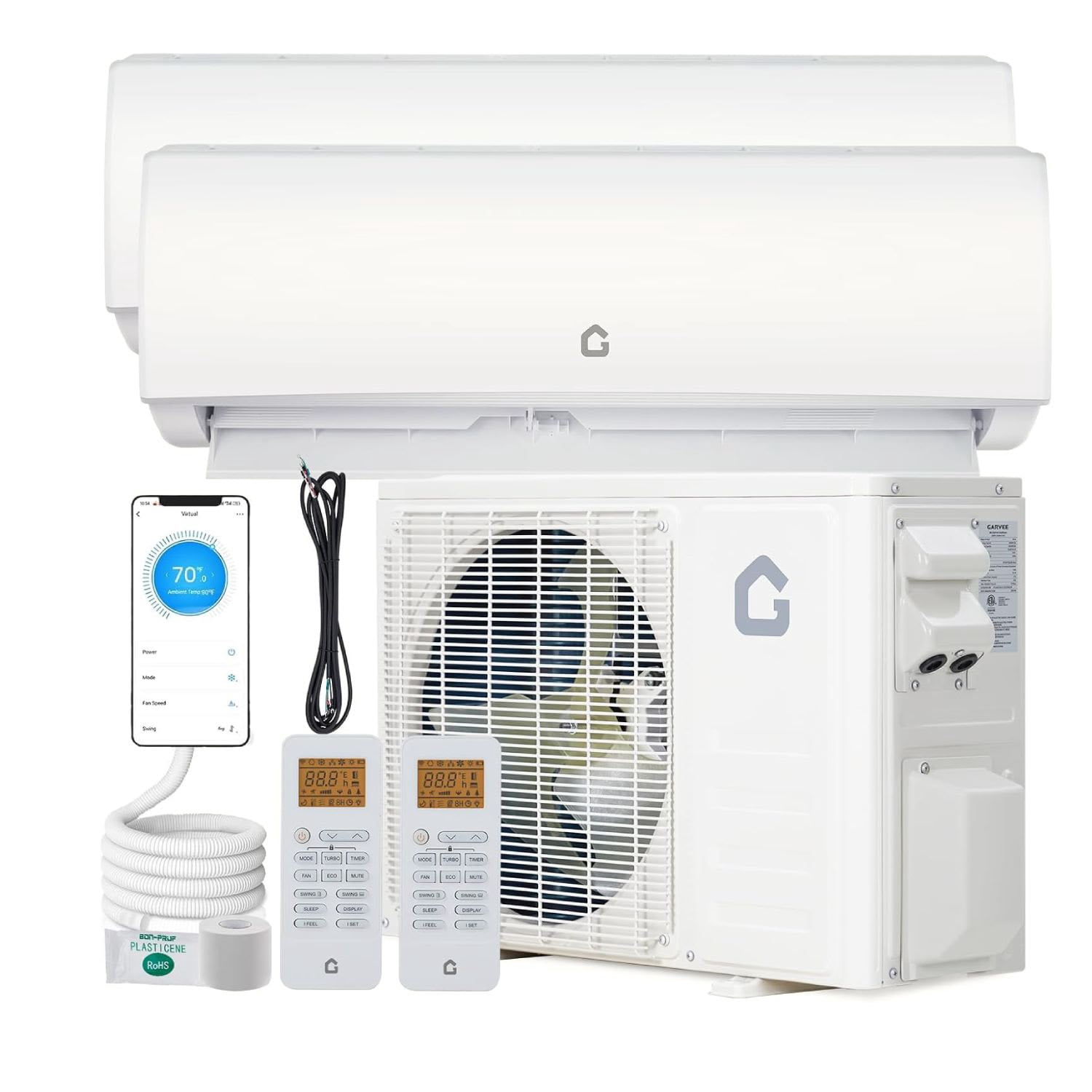 EastVita 28000 BTU 18K-18K Dual Zone WIFI Mini Split AC Heating System ...