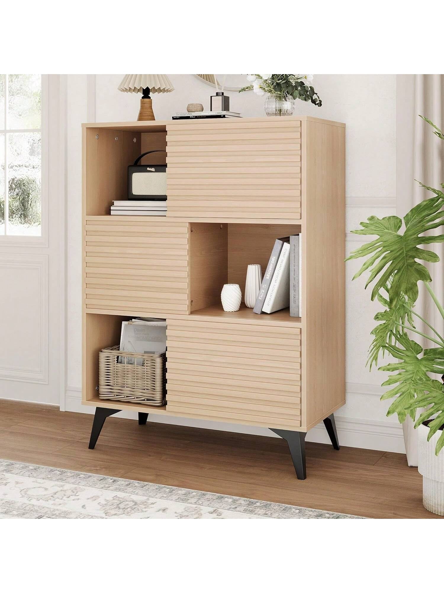 EastVita 3-Tier Wooden Storage Cabinet – Sturdy Particle Board ...