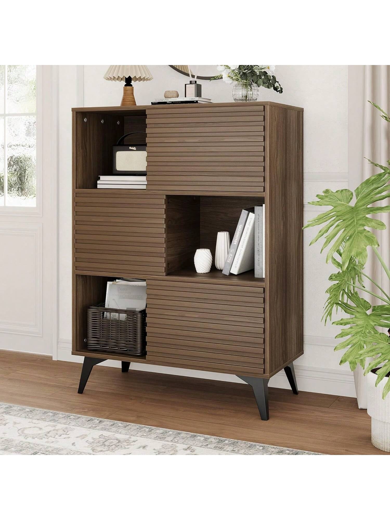 EastVita 3-Tier Wooden Storage Cabinet – Sturdy Particle Board ...