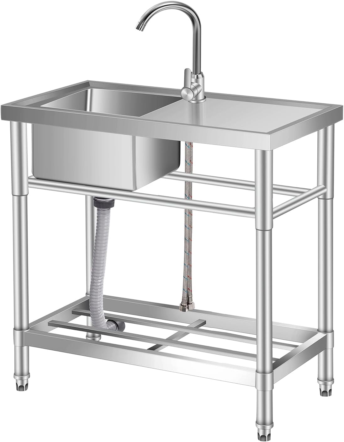 EastVita 30" Stainless Steel Free Standing Single Bowl Utility Sink ...