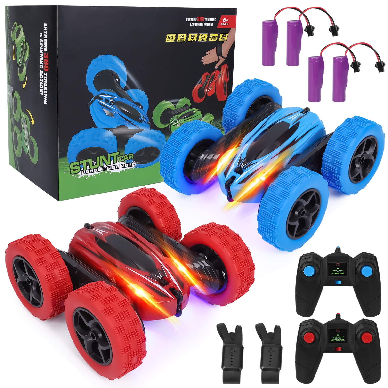 EastVita 3PACK RC Stunt Car Watch Gesture Sensor Car 4WD Double Sided 360 Degree Rotating ...