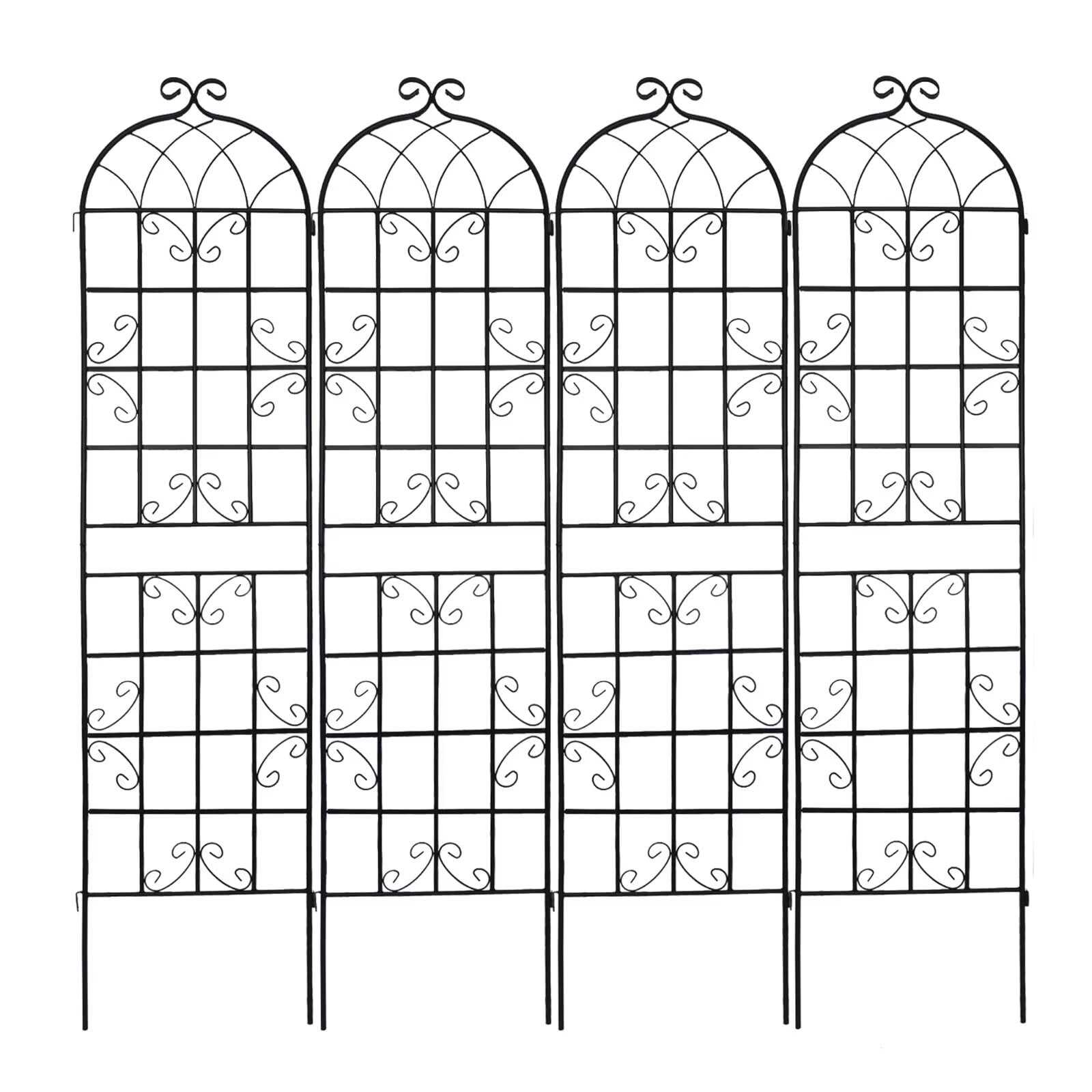EastVita 4 Pack Garden Trellises Metal Plant Trellis Black Iron Plant ...