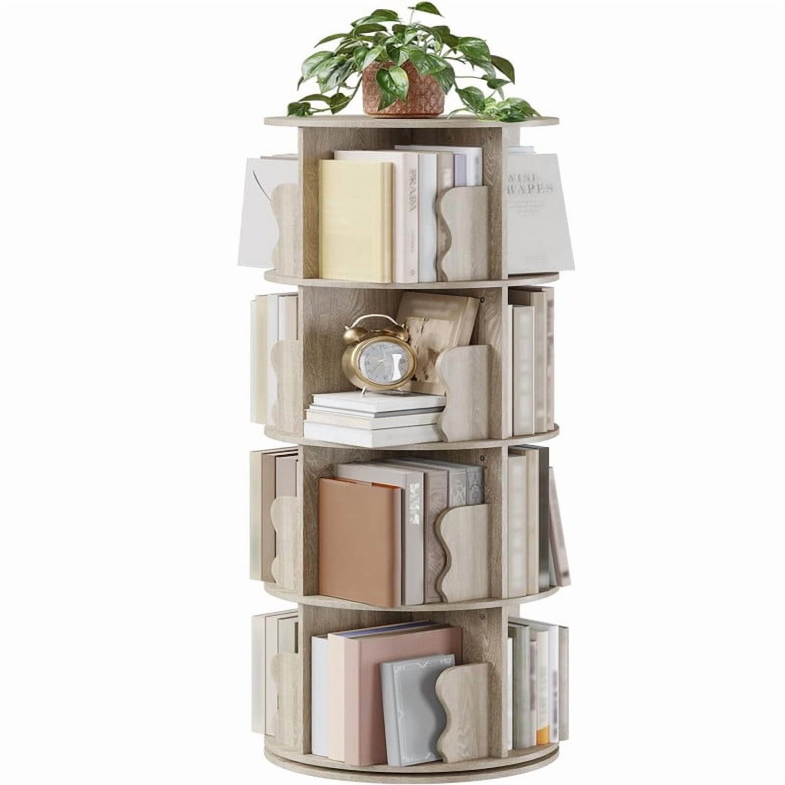 EastVita 4 Tier Rotating Bookshelf Tower, Spinning Corner Bookshelf for ...