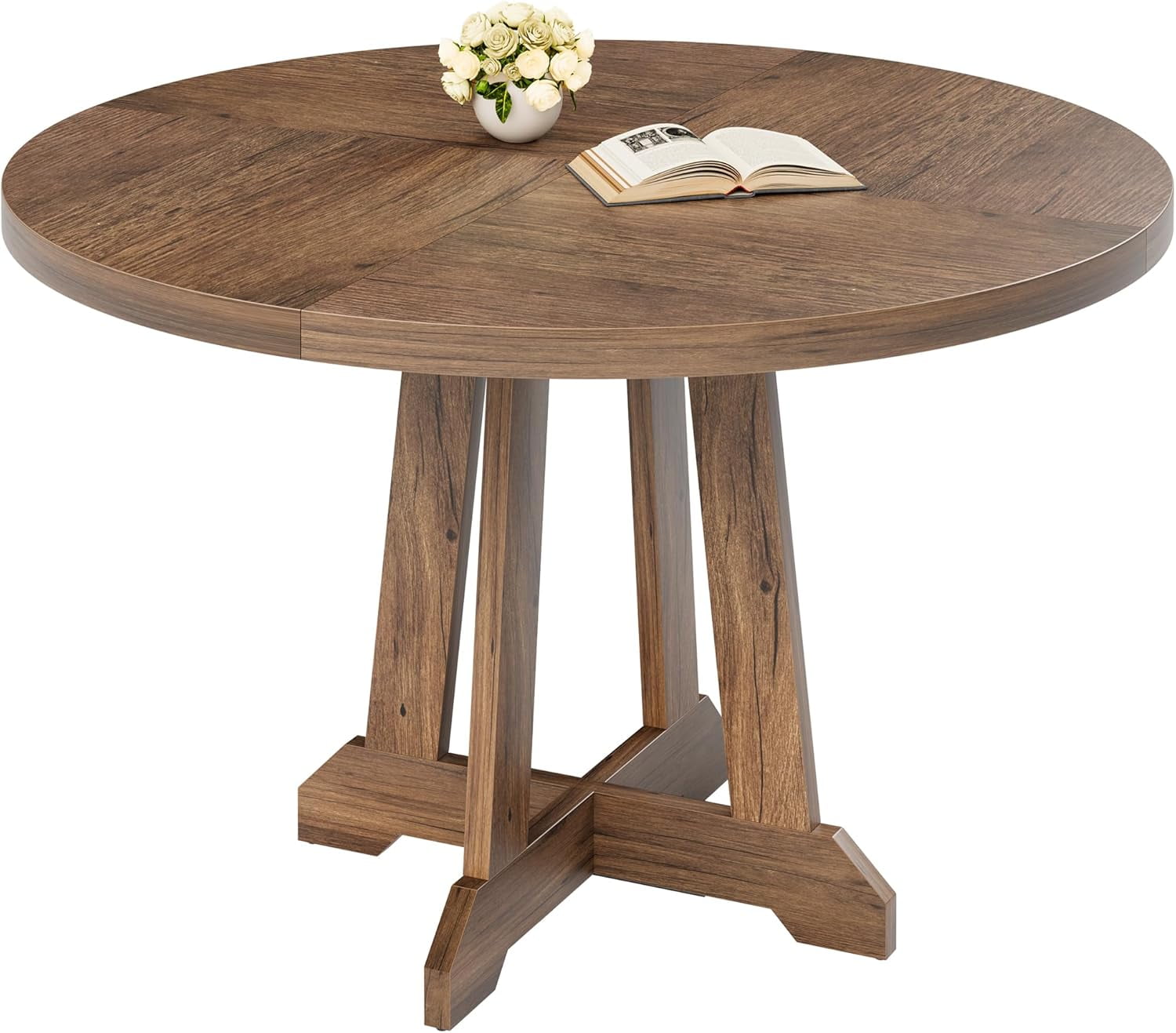 EastVita 47 Inch Wood Round Dining Table for 4, Modern Kitchen Table, Farmhouse Dinner Table ...