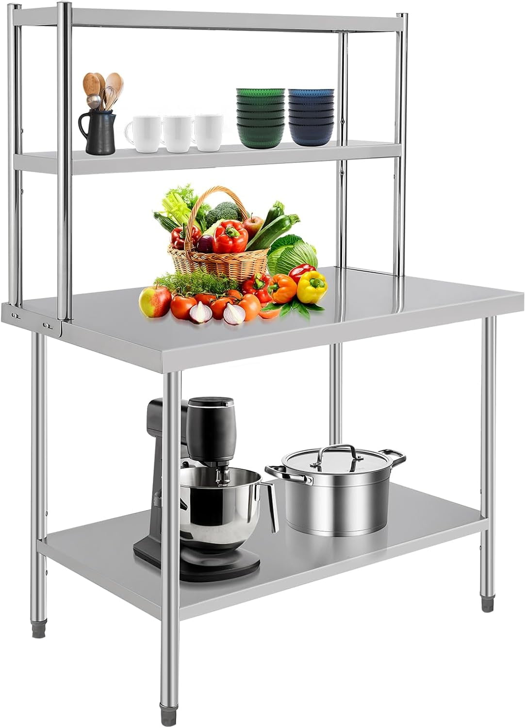 EastVita 48" X 30" Stainless Steel Table with Overshelves, NSF Work ...