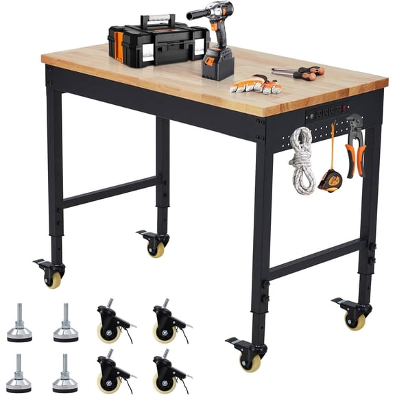 Frontier 48-inch Heavy-Duty Workbench with Adjustable Height, Wood ...