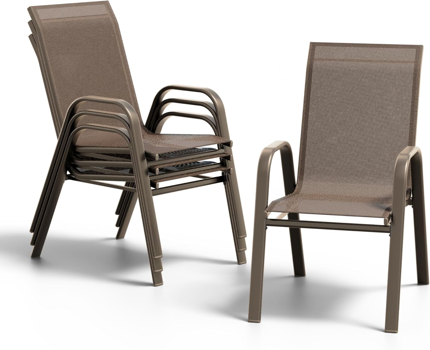 EastVita 4Pcs Stackable Dining Chairs , High-Back Patio Dining Chairs ...