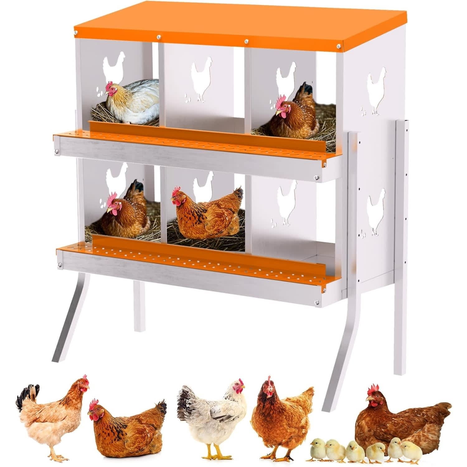 EastVita 6 Holes with legs Chicken Nest Box Chicken Nesting Boxes for ...