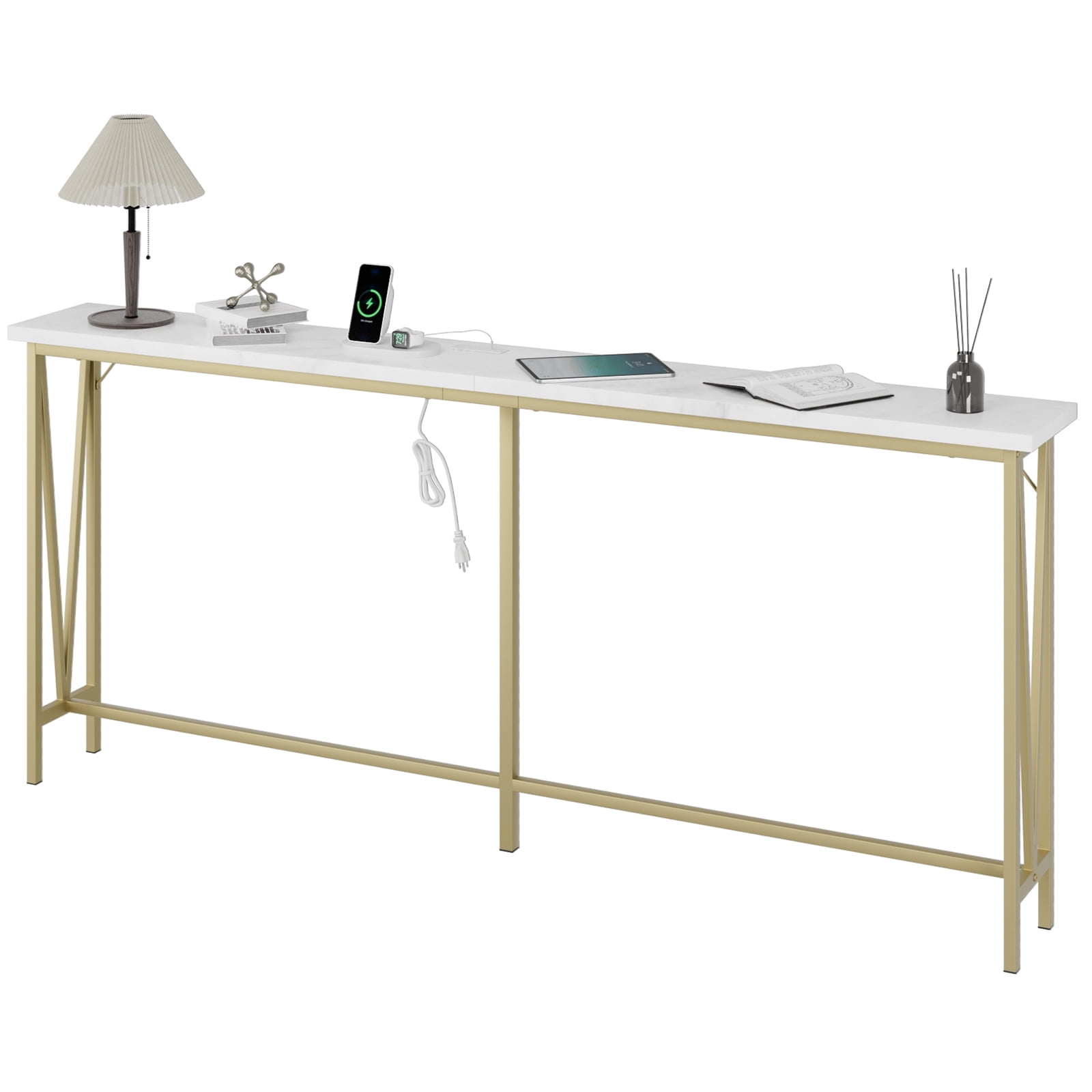 EastVita 72.8" Gold Behind Couch Table, Narrow Long Sofa Table with ...