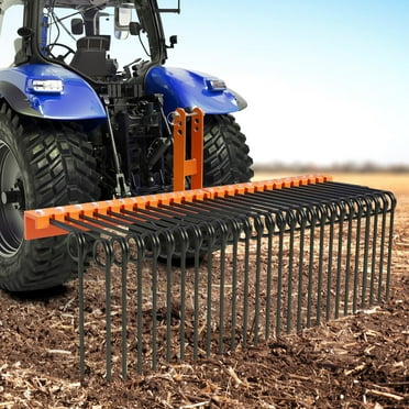 5FT Landscape Rake for Tractor,3-Point Lawn Dethatcher Attachments with ...