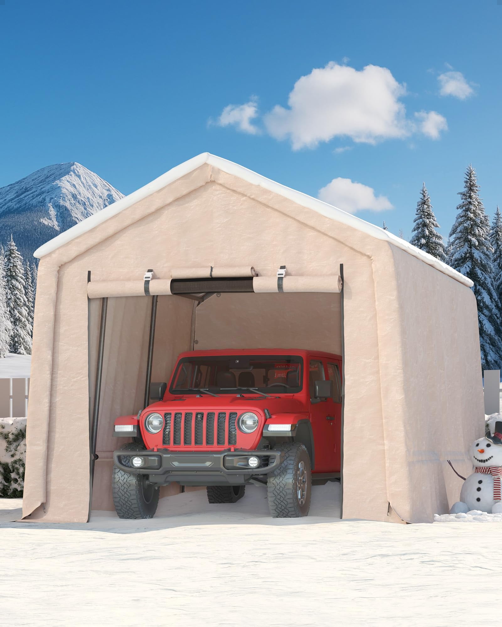 EastVita 7x15FT Outdoor Portable Storage Shed Roll-Up Door Vent 240G ...