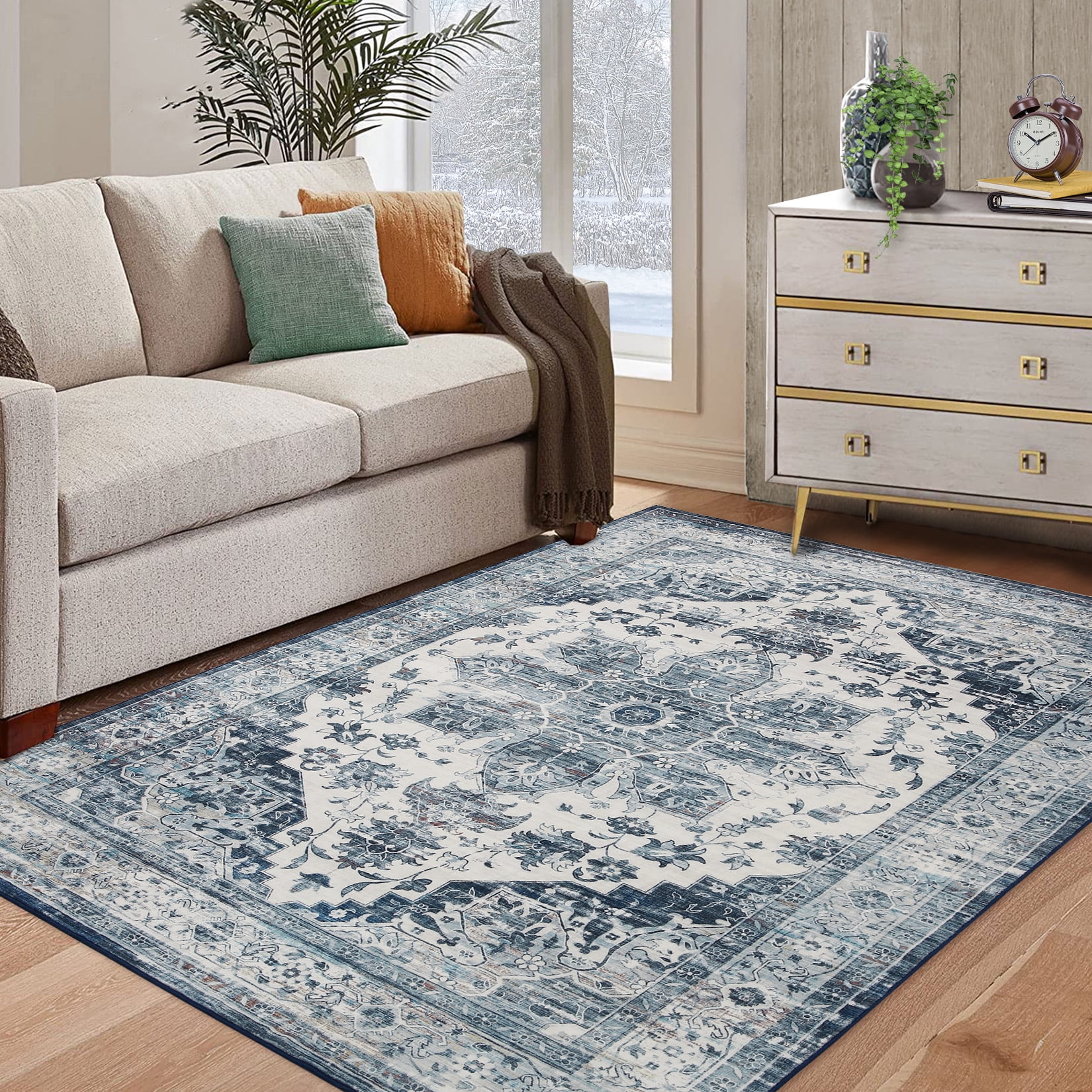 EastVita Area Rugs Carpets 8'*10' Blue Area Rug Vintage Distressed ...