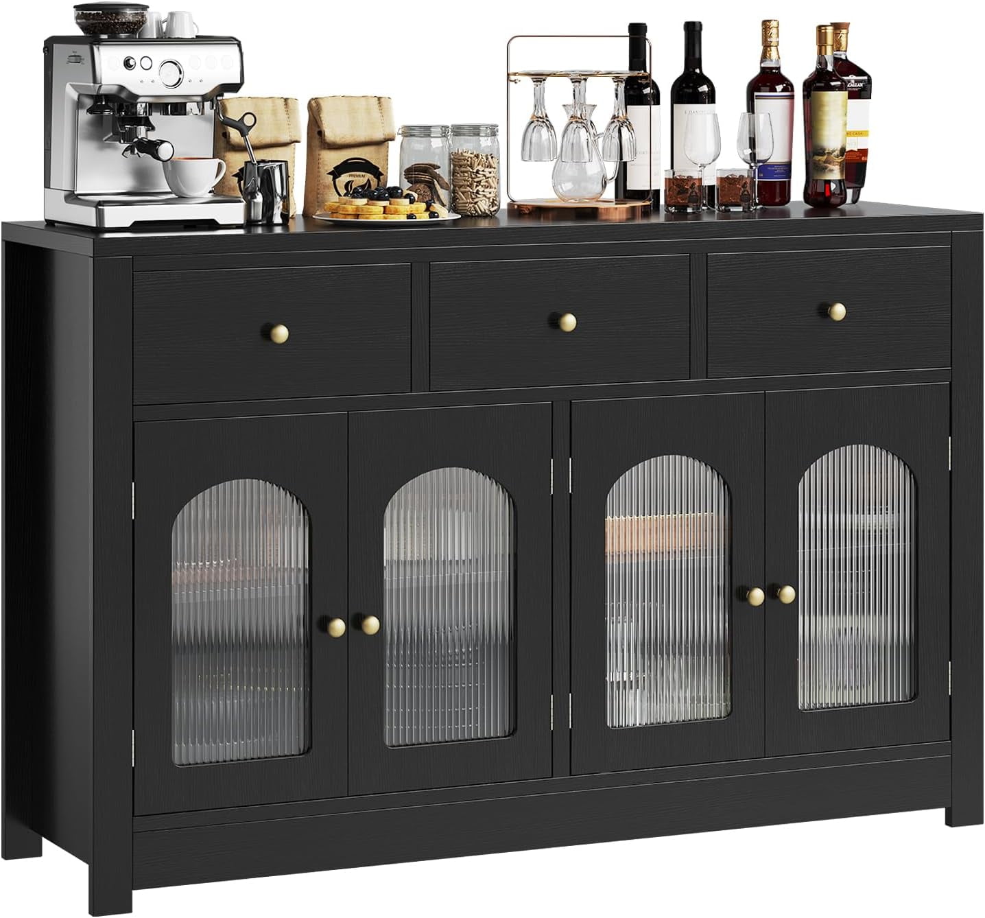 EastVita Buffet Cabinet with Drawers, 55Inch Large Sideboard Buffet ...