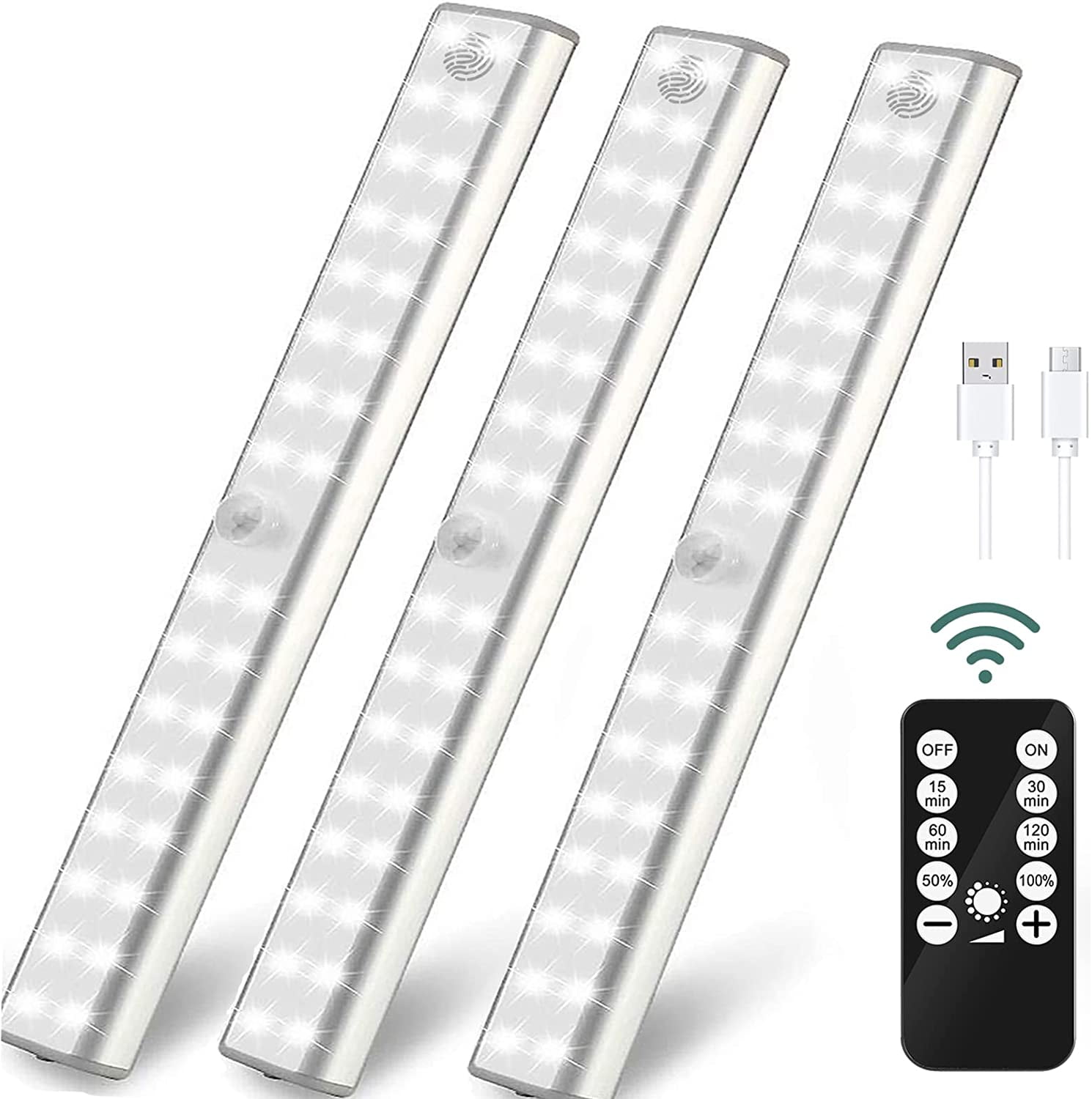 EastVita Under Cabinet Lighting Rechargeable,32 LED Wireless Closet ...