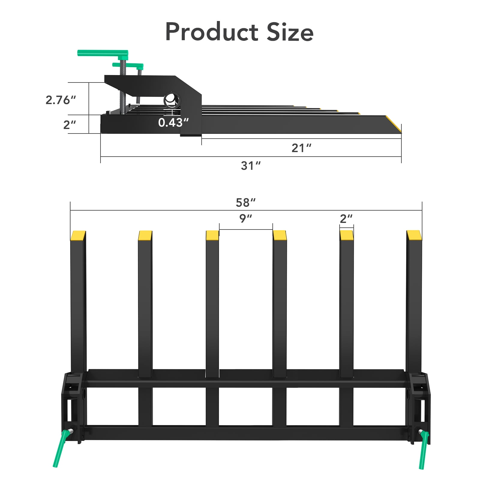 EastVita Clamp On Debris Forks for 60" Bucket,4000 lbs Capacity,Heavy ...