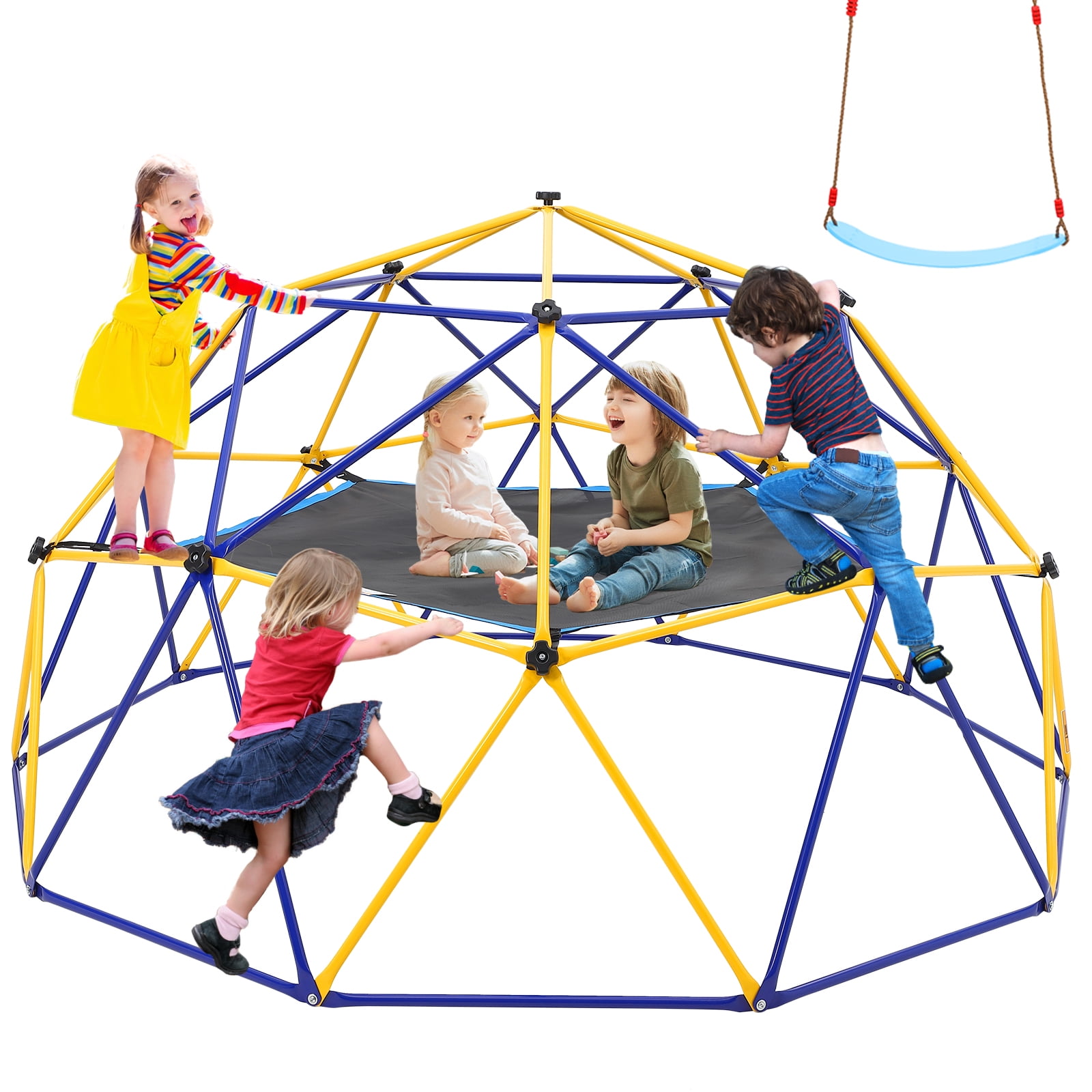 EastVita Climbing Dome, 10FT Outdoor Jungle Gym with Hammock and Swing ...