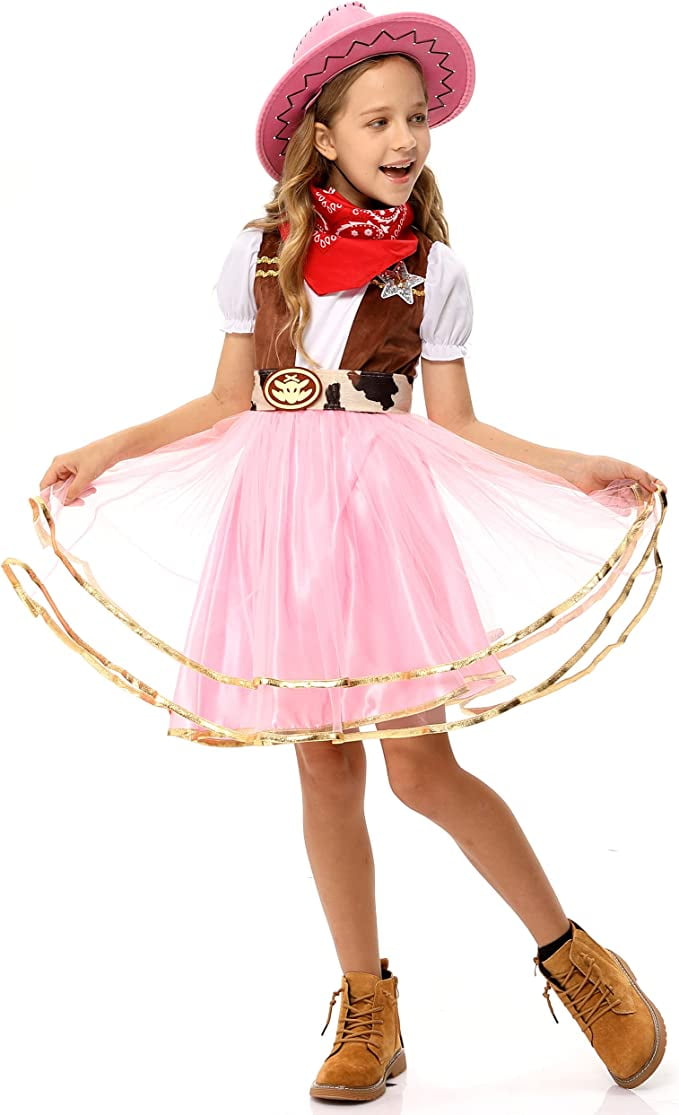 EastVita Cowgirl Costume for Girls Halloween Western Rodeo Princess ...