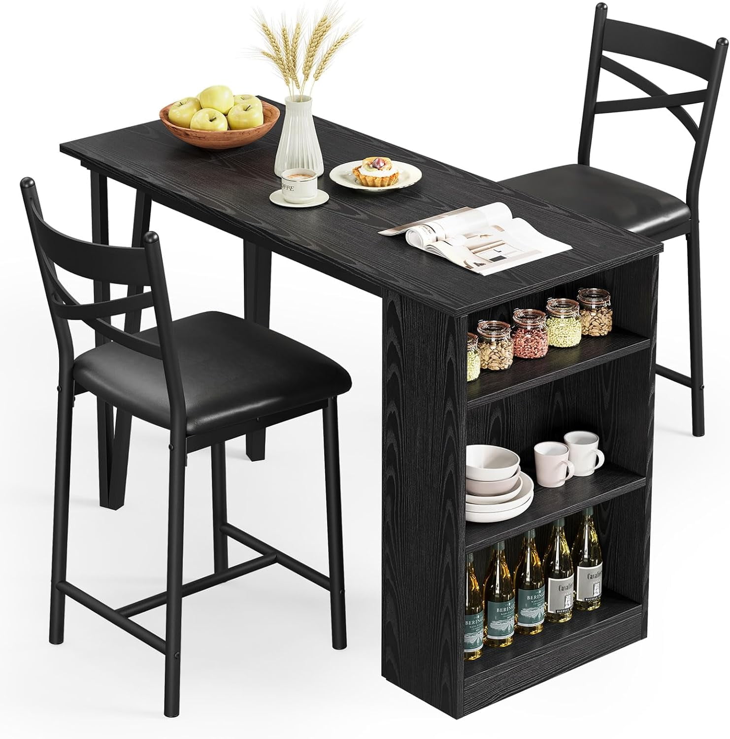 EastVita Dining Table Set of 2, Kitchen Bar Table and Chairs , Counter Bar Table Set with 3 ...