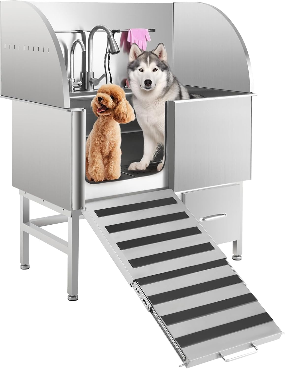 EastVita Dog Grooming Tub, Stainless Steel Dog Wash Station with ...
