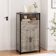 Wpond Rustic Farmhouse Storage Cabinet with Barn Door and Drawer, Gray ...