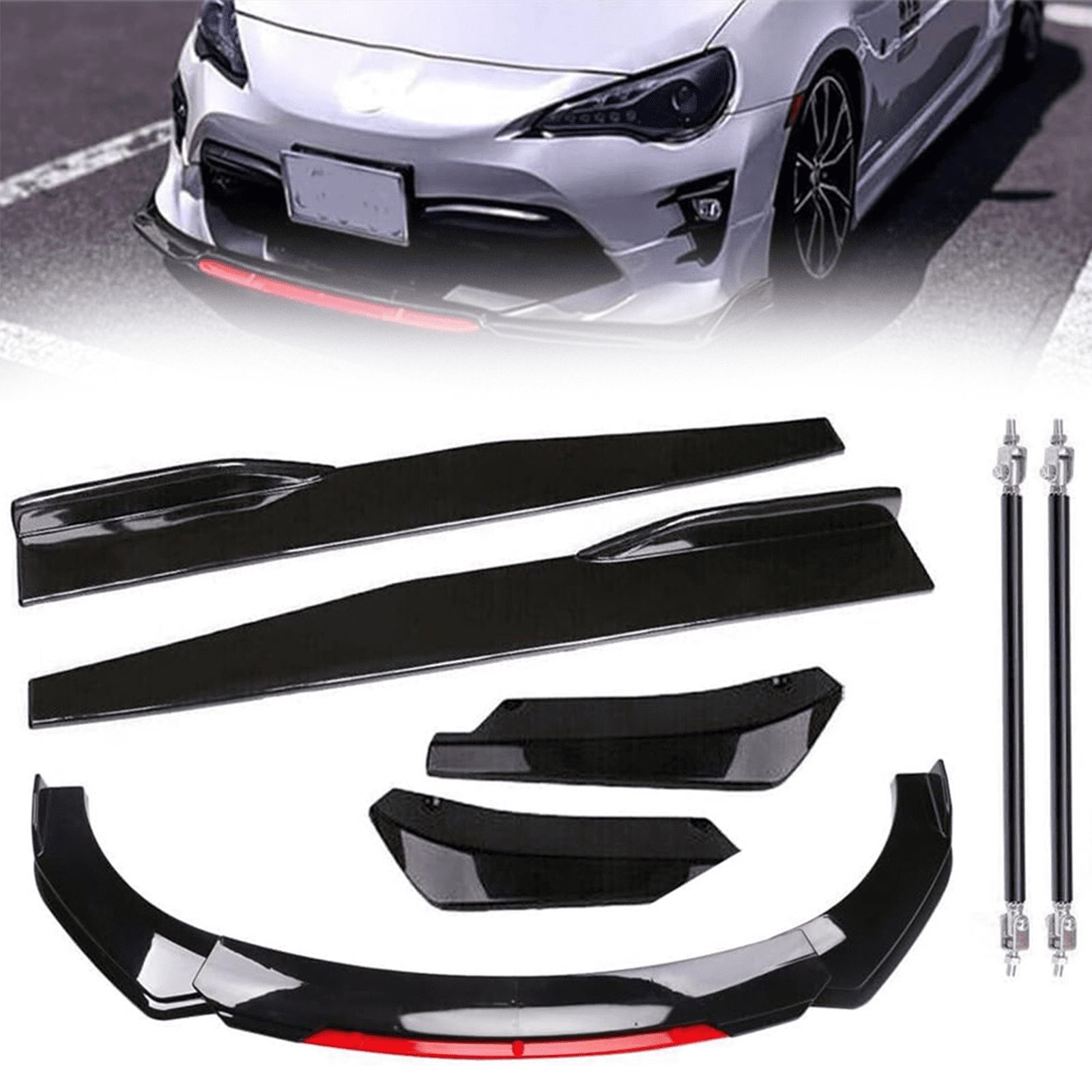 EastVita Front Bumper Lip Spoiler Splitter And Side Skirt Splitter Kit ...