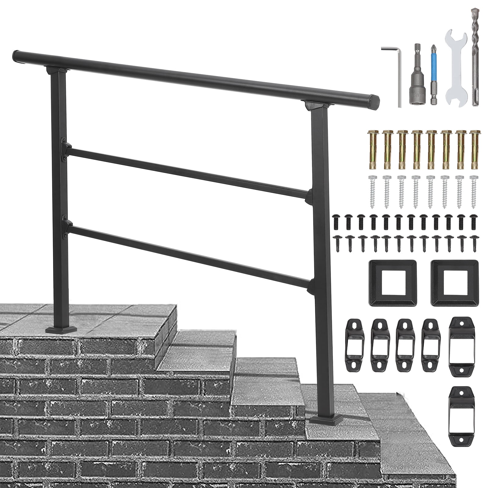 EastVita Hand Rails for Outdoor Steps, 3 Step/4 Step Porch Railing ...