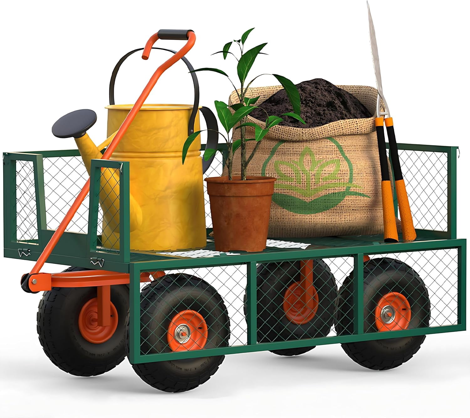 EastVita Heavy Duty 900 Lbs Capacity Steel Garden Cart 3-in-1 Utility ...