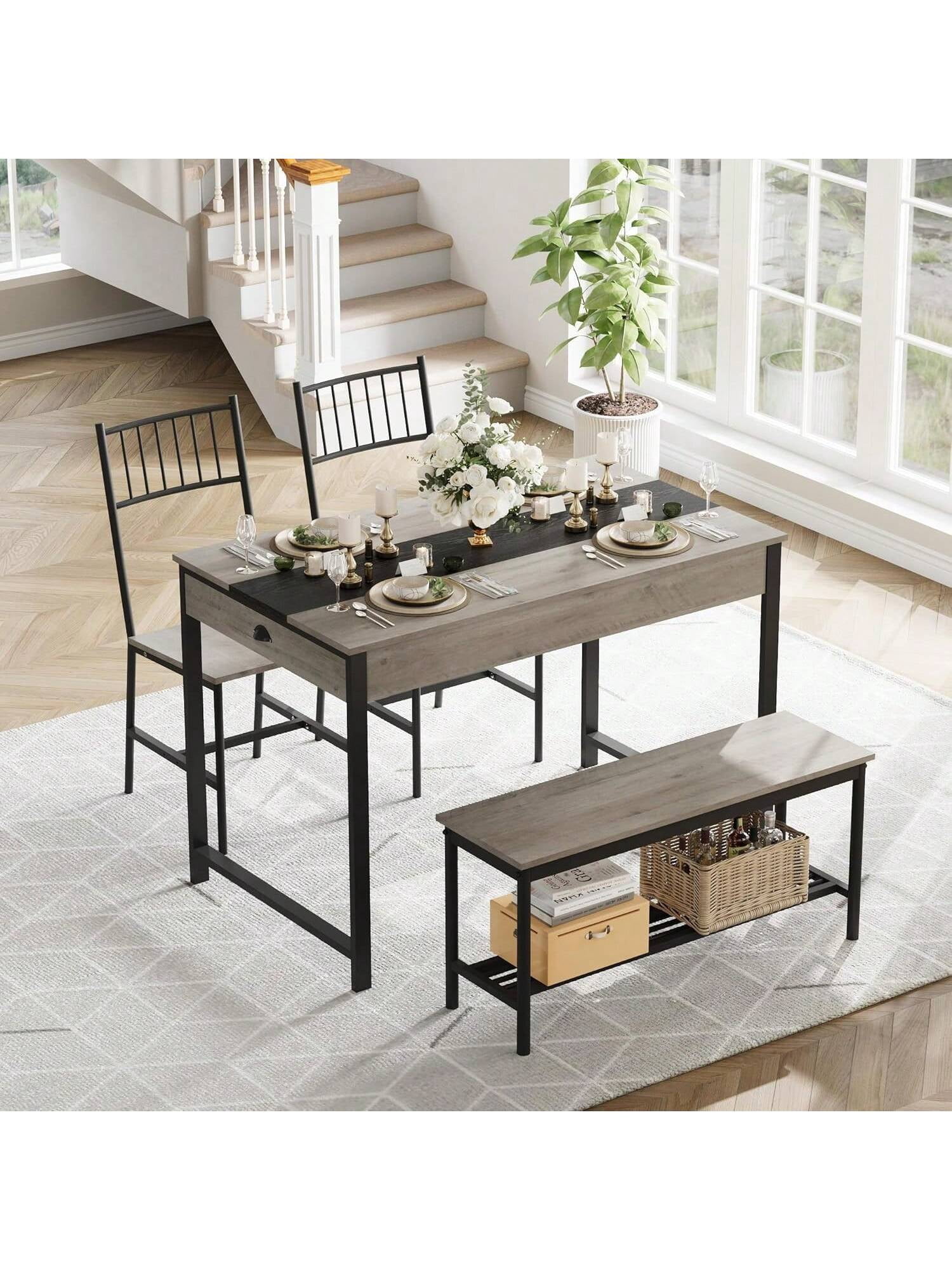 EastVita Home Dining Table Set For 4 Small Kitchen Table And 2 Chairs ...