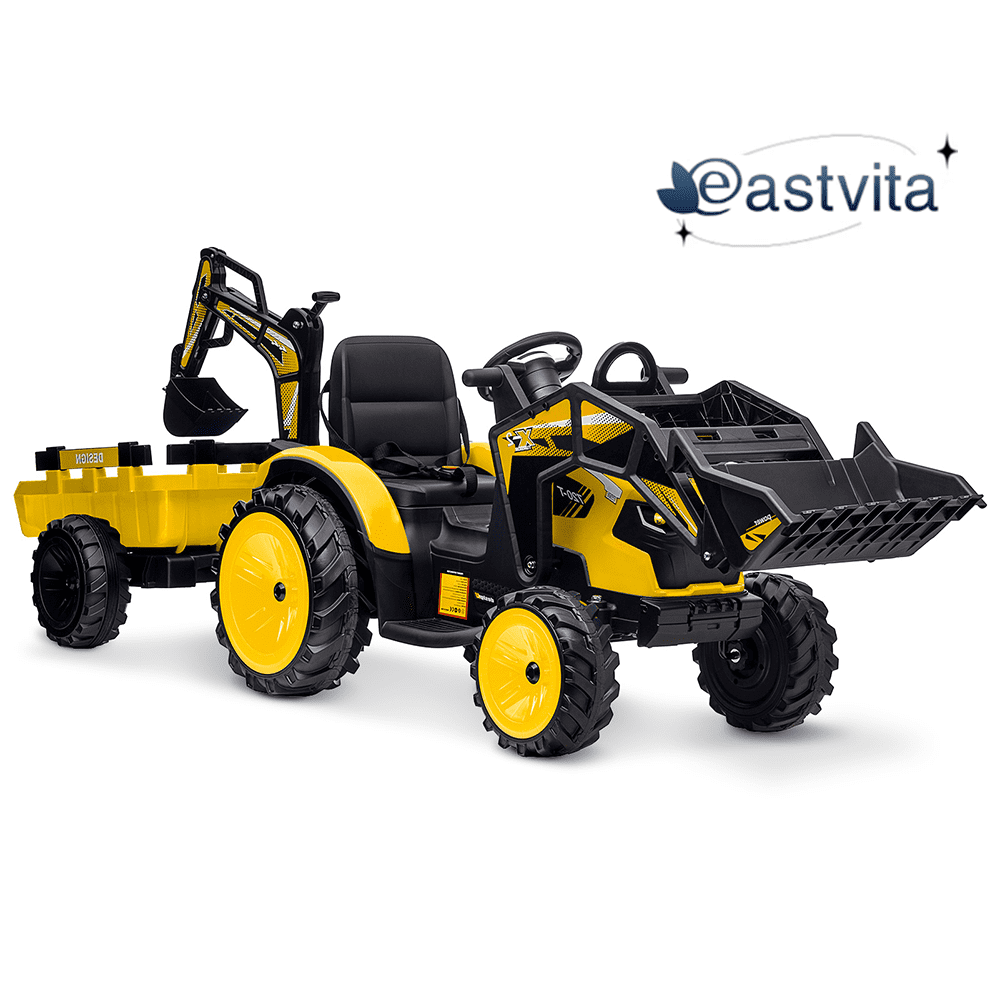 EastVita Kids 24V Ride on Toys Car Tractor, 2 in 1 Large Farm Tractors ...