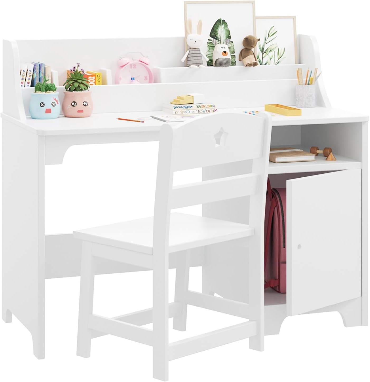 EastVita Kids Desk and Chair Set,Study Desk for Kids with Hutch ...