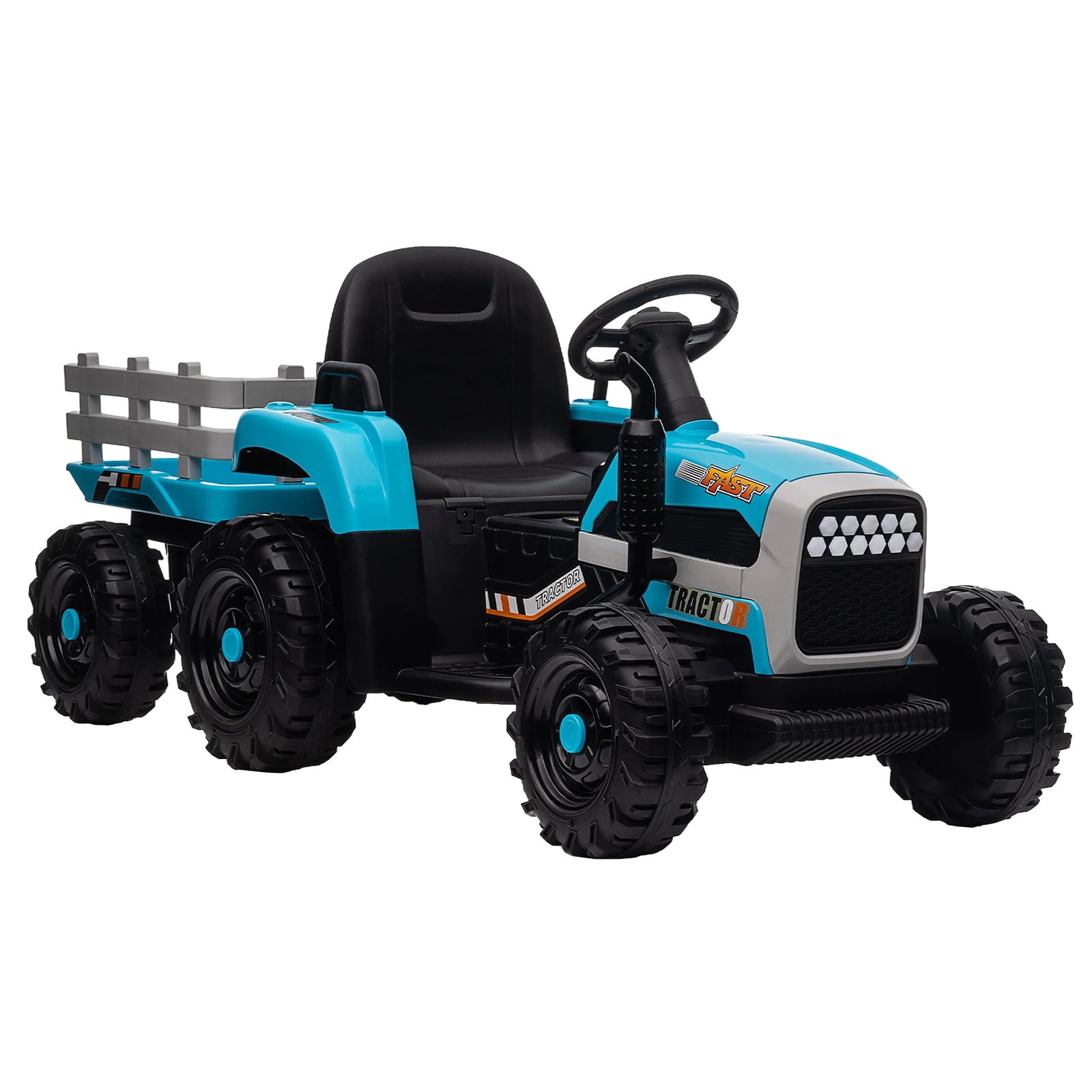 EastVita Kids Ride on Tractor with Trailer 12V Battery Powered 3-speed ...