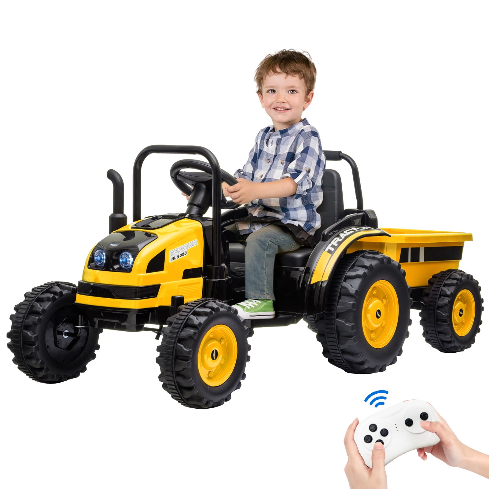 EastVita Kids Ride on Tractor with Trailer,12V Battery Powered Electric ...
