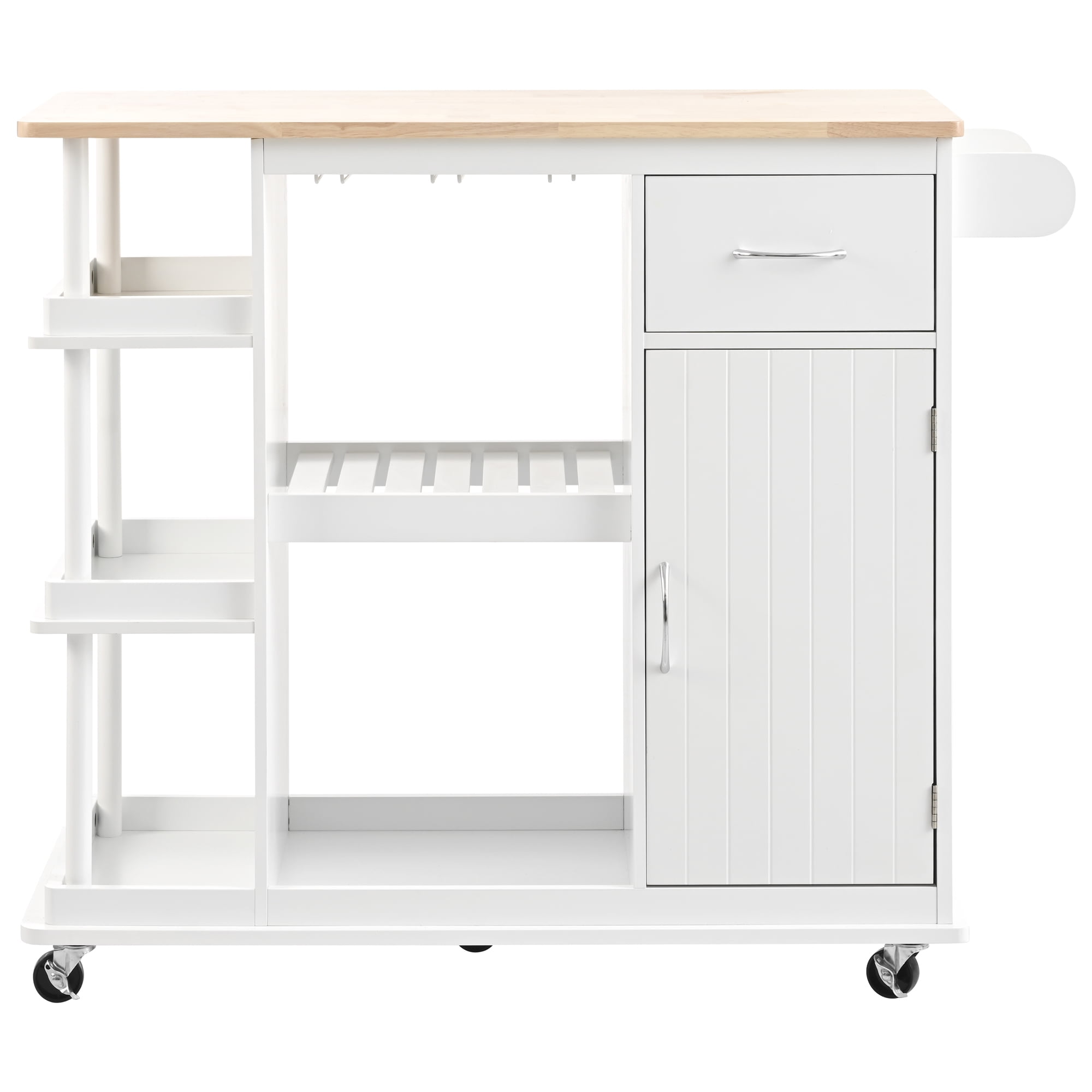 EastVita Kitchen Cart Cabinet with Side Storage Shelves Lockable Wheels ...