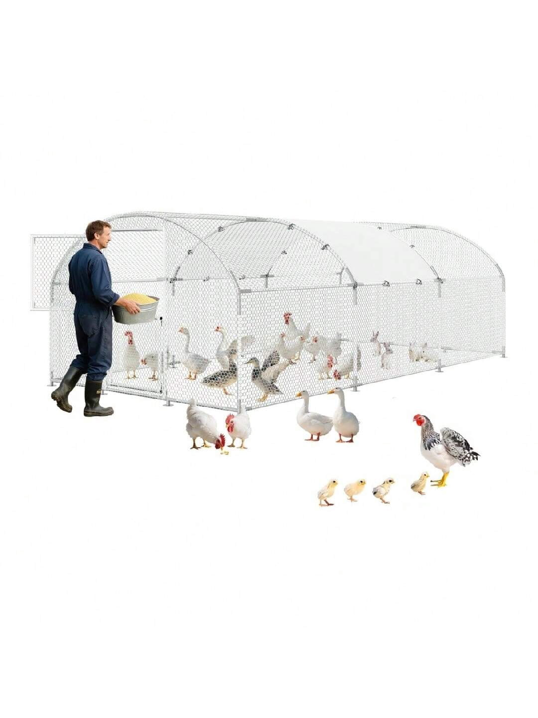 EastVita Large Metal Chicken Coop Dome Shaped Poultry Cage Run ...