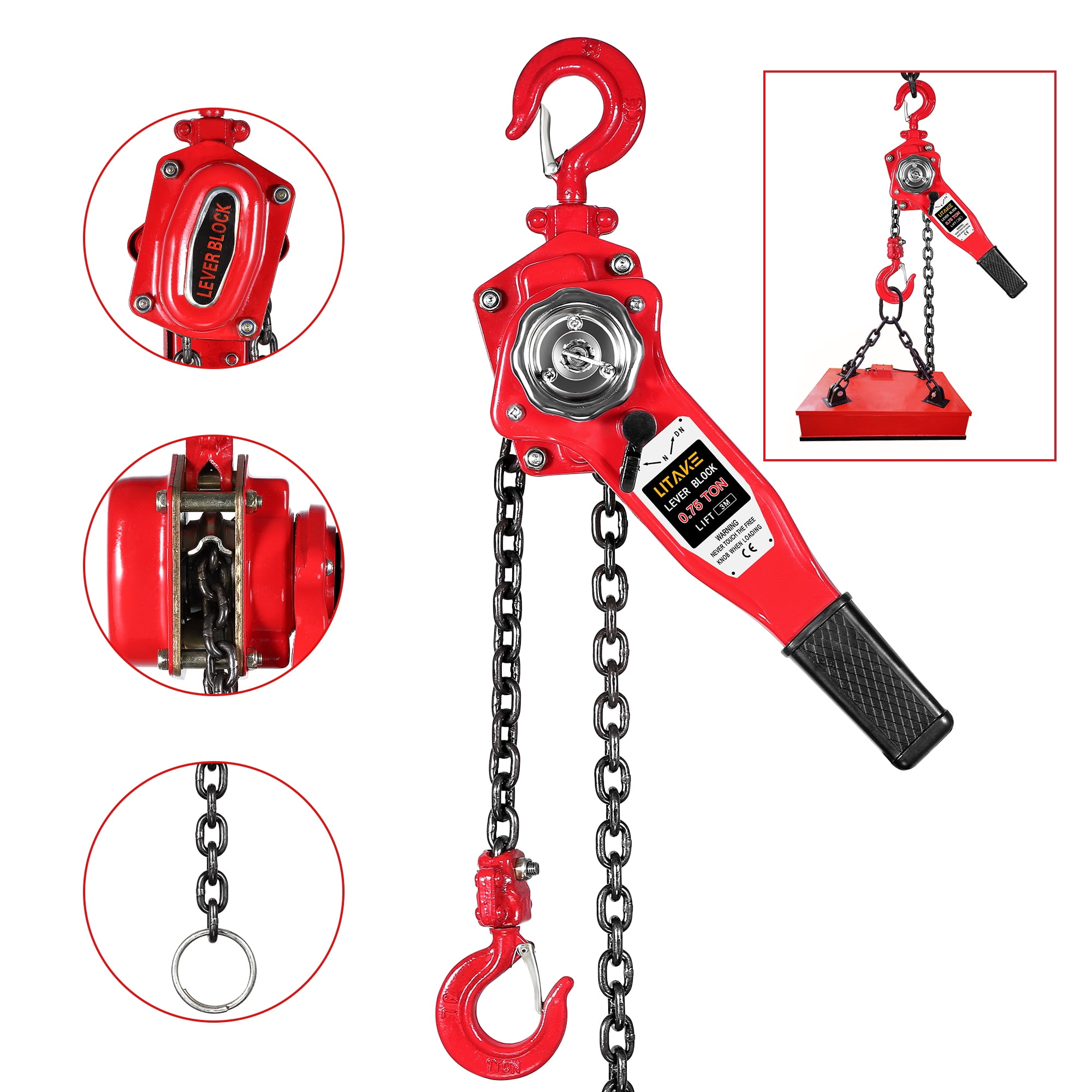EastVita Lever Hoist, Manual Block Hoist with Heavy Duty Hooks ...