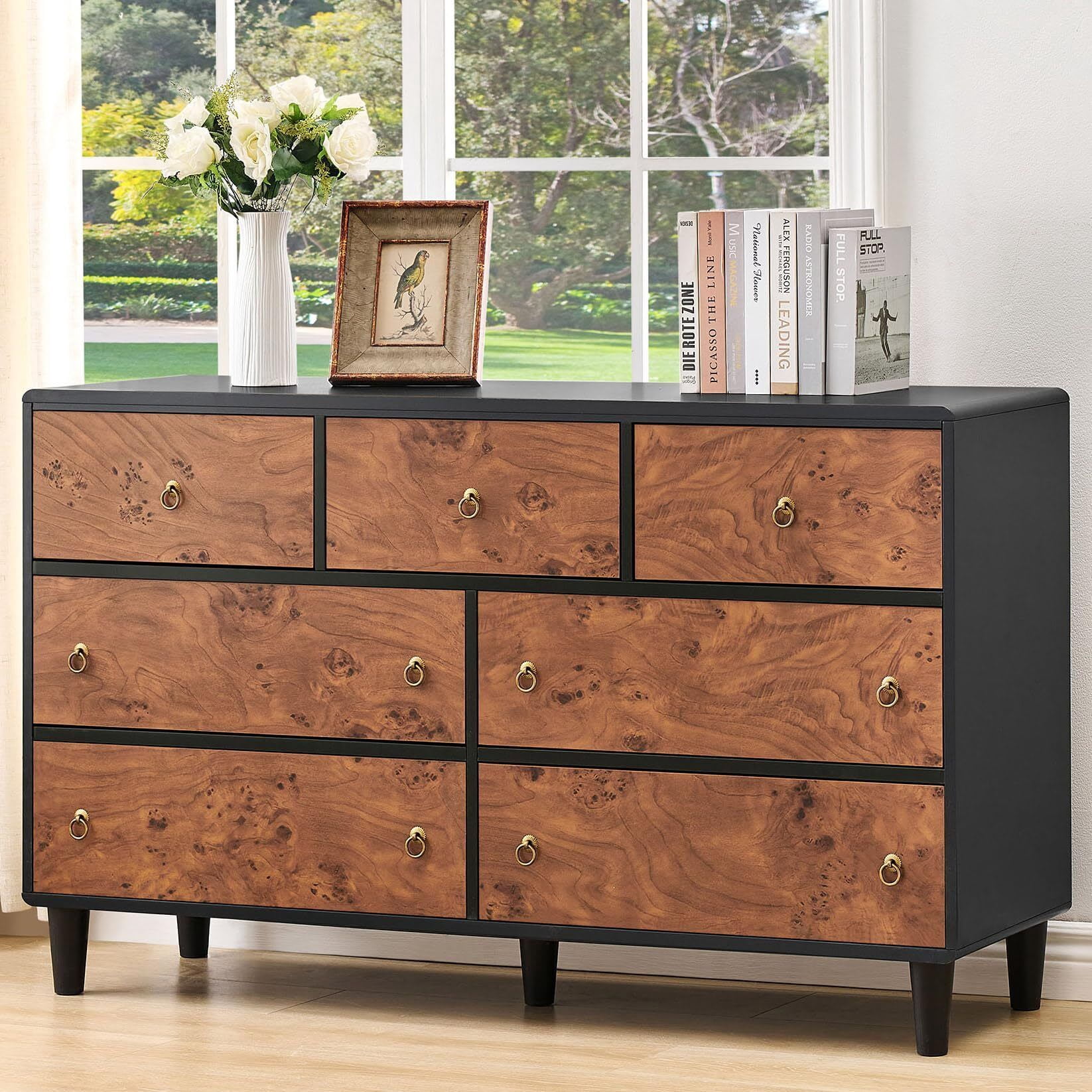 EastVita Modern 7 Drawers Dresser Space Saving Narrow Design with ...