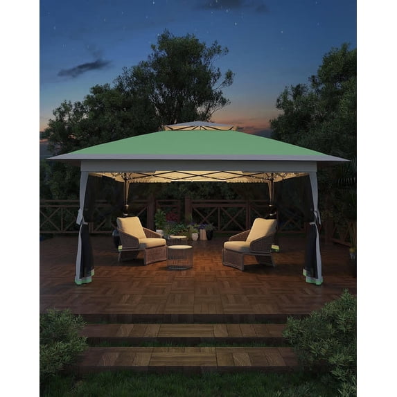 EastVita Olive Green Tent 13x13, Pop Up Gazebo Tent Easy Setup with 4 ...