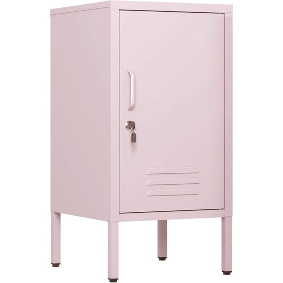 EastVita Pink Single Door Metal Storage Cabinet Minimalist Side Table ...